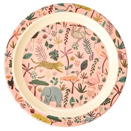 Rice Melamin Kinderteller Jungle Animals All Over, pink