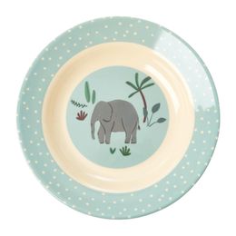 Rice Tiefer Kinderteller Jungle Animals, Ø 20 cm, blau