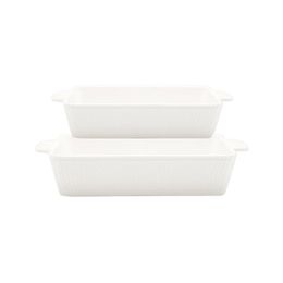 GreenGate Auflaufform Alice rechteckig 2er Set, 16/22x27/36 cm, white