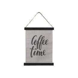 Chic Antique Leinwandbild mit Text zum Aufhängen klein, L24 x B29 x H1 cm, antik schwarz, Coffee Time