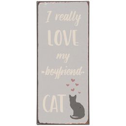 IB Laursen Metallschild I really love my cat, L20,5 x B13cm, grau