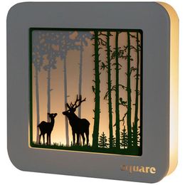 Weigla LED-Bild Square - Wandbild Wald, Weihnachtsdeko, (1 St), mit Timerfunktion, weiß