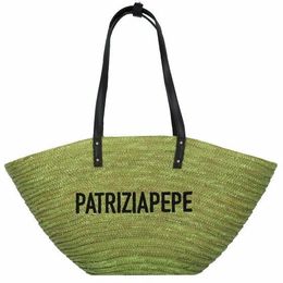 Patrizia Pepe Summer Straw Shopper Tasche 40 cm lime