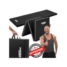 miweba Sports Gymnastikmatte GM100, faltbar, rutschfest, Turnmatte f&uuml;r zuhause, Tragegriffe, PVC (Schwarz)
