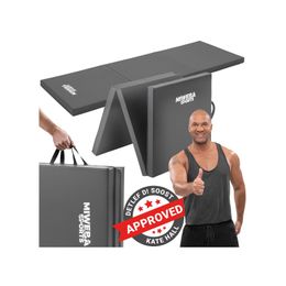 miweba Sports Gymnastikmatte GM100, faltbar, rutschfest, Turnmatte f&uuml;r zuhause, Tragegriffe, PVC (Grau)