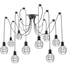 Lampe mit runden Käfigen für 10 Glühbirnen von E27 Gewinde mit 3m Kabel - PrimeMatik