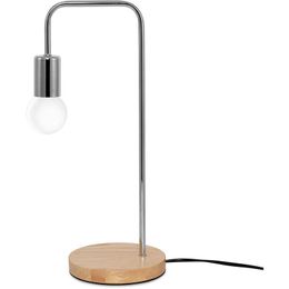 PRIVATEFLOOR Tischlampe - Schreibtischlampe - Skandinavisches Design - Bruce Silber - Holz, Metall - Silber