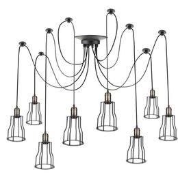 Lampe mit langen Käfigen für 8 Glühbirnen von E27 Gewinde mit 3m Kabel - PrimeMatik