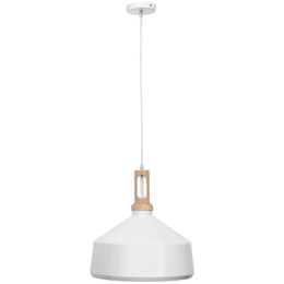PRIVATEFLOOR - Deckenlampe - Hängeleuchte - Holz und Metall - Wind Weiß - Metall, Metall, Holz - Weiß