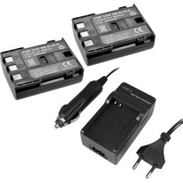 TRADESHOP Set: 2x Trade-shop Kamera Li-Ion Akku 1000mAh + Ladegerät mit Kfz Adapter für Cannon Elura 65 70 80 85 90 ixy DV-3 DV-5 eos 350-D 400-D Digital-N