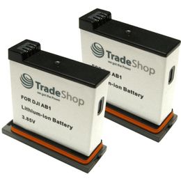 TRADESHOP 2x Trade-shop Li-Ion Akku 1350mAh passend für dji Osmo Action Kamera AB1, P01 ersetzt dji 188480 Ersatz Batterie