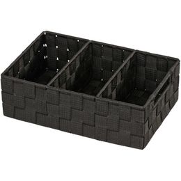 Wenko - Organizer Adria Schwarz 2er Set, je 3 Fächer, mit Griff, Schwarz, Polypropylen schwarz, lackiertes Metall - schwarz