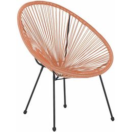 Beliani - Balkonstuhl Orange Polyrattan Spaghetti-Optik Modern Mexikanischer Stil Outdoor Balkon Terrasse Garten Möbel - Schwarz