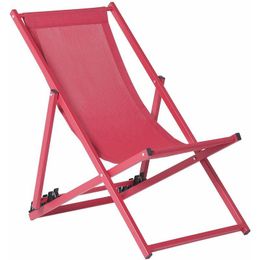 Beliani Liegestuhl Rot Aluminium Textil Balkon Garten Terrasse Modern für Strand - Rot