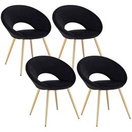 WOLTU 4 x Esszimmerstühle 4er Set Esszimmerstuhl Küchenstuhl Polsterstuhl Design Stuhl, mit Sitzfläche aus Samt, Gestell aus Metall, Schwarz - schwarz