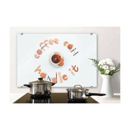 K&L WALL ART Esg Glasbild Spritzschutz Küche Kaffee Schriftzug Belenko coffee can handle 100x70cm - weiß