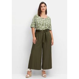 sheego Große Größen: Culotte in Curvy-Schnitt ELLA mit Stoffgürtel, dunkeloliv, Gr.50