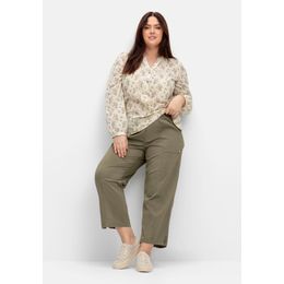 sheego Große Größen: Weite 7/8-Hose mit Gummizugbund, khaki, Gr.50