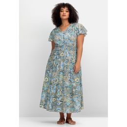 sheego by Joe Browns Große Größen: Maxikleid im Paisleymuster, mit Smokbund, blau gemustert, Gr.50