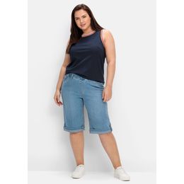 sheego Große Größen: Jeans-Bermudas mit fixiertem Aufschlag, blue bleached Denim, Gr.52