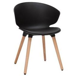Miliboo Design-Stuhl schwarz mit hellem Holz WING