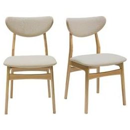 Miliboo Skandinavische Stühle aus Stoff mit Wolleffekt und hellem, massivem Eichenholz (2er-Set) MAYA
