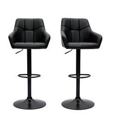 Miliboo Barhocker mit schwarz gepolsterter Sitzfläche und schwarzem Metall 360° (2er-Set) MONTERO