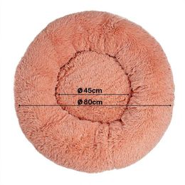 Lionto - Hundebett, Plüsch in Donut-Form, (xxl) 80 cm Durchmesser, rosa