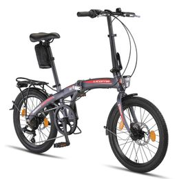 Licorne Bike Phoenix 2D, 20 Zoll Aluminium-Faltrad-Klapprad, Scheibenbremse, Discbremse, V-Bremse Faltfahrrad-Herren-Damen, 7 Gang Kettenschaltung - Folding City Bike, Alu-Rahmen, StVZO, Vorderlampe, Hinterlampe