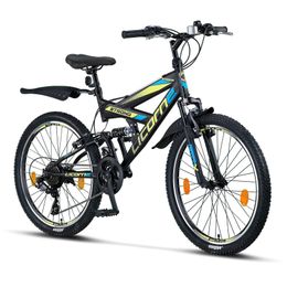 Licorne Bike Strong V Premium Mountainbike in 24 und 26 Zoll - Fahrrad für Jungen, Mädchen, Damen und Herren - Shimano 21 Gang-Schaltung - Vollfederung