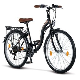 Licorne Bike Stella Premium City Bike 20,24,26 und 28 Zoll Fahrrad für Mädchen Herren und Damen 21 Gang (6 Gang bei 20 Zoll) Holland Citybike