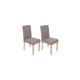 MCW 2er-Set Esszimmerstuhl Stuhl Küchenstuhl Littau ~ Textil, grau, helle Beine