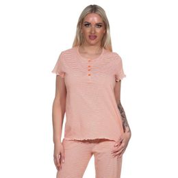 Normann Relaxanzug Damen Schlafanzug Shirt kurzarm Pyjama Oberteil Mix & Match