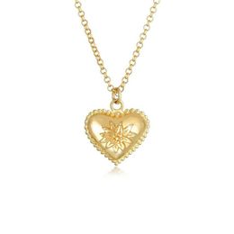 Elli Kette mit Anhänger Elli Halskette Edelweiss Herz Dirndl Look 925 Silber, goldfarben