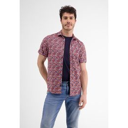 Lerros Kurzarmhemd »Poplin-Kurzarmhemd mit floralem AOP« HIBISCUS RED L - Normalgrößen Normalgrößen L Floraler Alloverprint