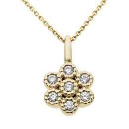 Firetti Blumenanhänger Schmuck Geschenk Gold 333 Anhänger für Halskette Goldanhänger Blume, mit Brillanten, gelb|goldfarben