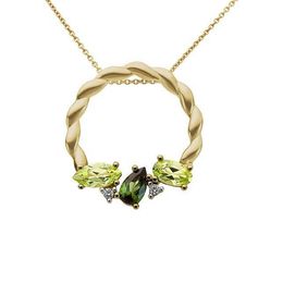 Firetti Kettenanhänger Schmuck Geschenk Gold 333 Halsschmuck Anhänger für Halskette Turmalin, mit Turmalin, Peridot und Brillanten, gelb|goldfarben|grün|weiß
