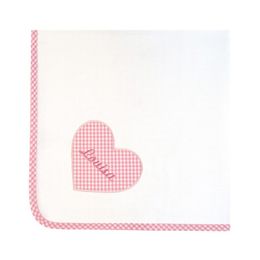 Personalisiertes Spucktuch HERZ rosa (Stickfarbe: pink)