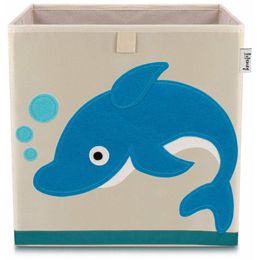 Aufbewahrungsbox mit Delfin Motiv i Spielzeugbox mit Tiermotiv passend für Würfelregale i Ordnungsbox für das Kinderzimmer i Aufbewahrungskorb