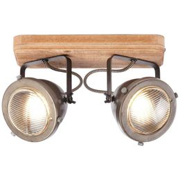 Brilliant Lampe Carmen Wood Spotbalken 2flg burned steel/holz 2x PAR51, GU10, 5W, geeignet für Reflektorlampen (nicht enthalten) Köpfe schwenkbar - braun