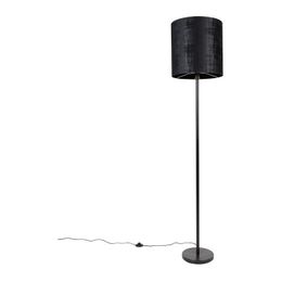 Qazqa - Moderne Stehlampe schwarz Schirm schwarz 40 cm - Simplo - Schwarz