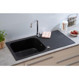 respekta - Küchenspüle Einbauspüle Spülbecken Granit 100x50 Schwarz Orlando