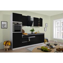respekta - Küche Küchenzeile Leerblock grifflos Weiß Schwarz Lorena 270 cm