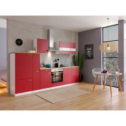 Küche Küchenzeile Küchenblock Leerblock Einbauküche 300 cm Weiß Rot respekta