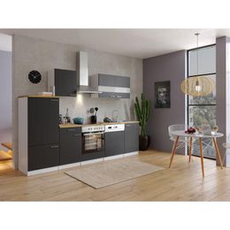 respekta - Küche Küchenzeile Leerblock Einbauküche Weiß Schwarz Malia 280 cm