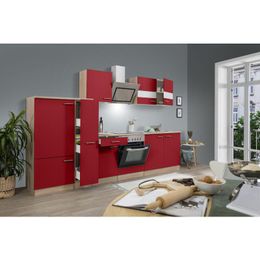 Küche Küchenzeile Leerblock Einbauküche Eiche Rot Merle 300 cm respekta