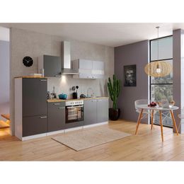 respekta - Küche Küchenzeile Leerblock Einbauküche Weiß Grau Malia 270 cm