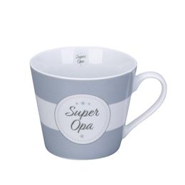 Krasilnikoff Happy Cup Super Opa Stripes, Ø10 x H9cm, Super Opa, grau