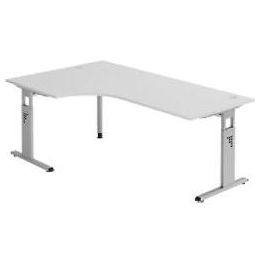Hammerbacher Matrix VOS Höhenverstellbar Eckschreibtisch Freiform Grau C-Fuß 2.000 (B) x 1.200 (T) x 850 (H) mm Spanplatte, Stahl