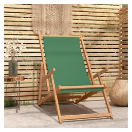 furnicato Gartenstuhl Strandstuhl Klappbar Massivholz Teak Grün